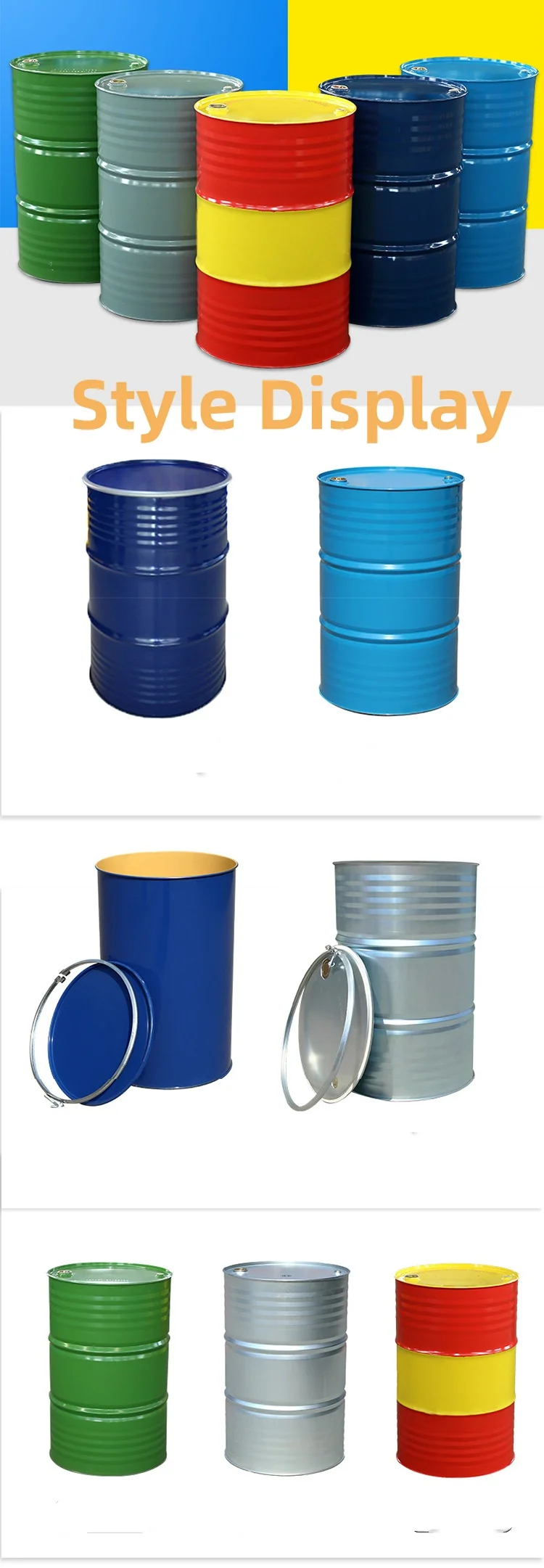 200kg 55gallons 200l 210l 220l Galvanized Empty Food Grade Steel Barrel Drums Price 200 Litres ...
