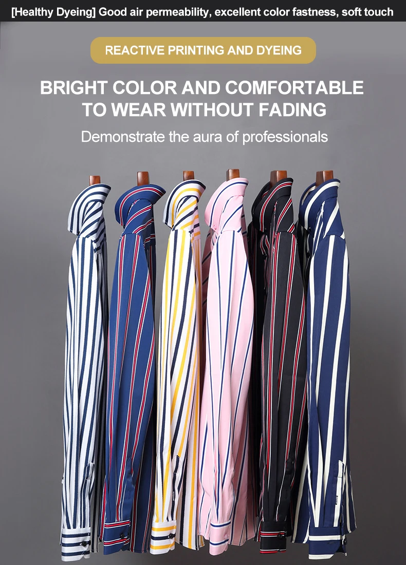 Business Casual Non-Ironing Men'S Clothing Slim Fit Polyester Fiber ...