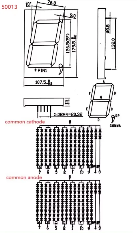 Large 7 Segment Led Display With Comma Red Seven Segment Display 5 Inch ...