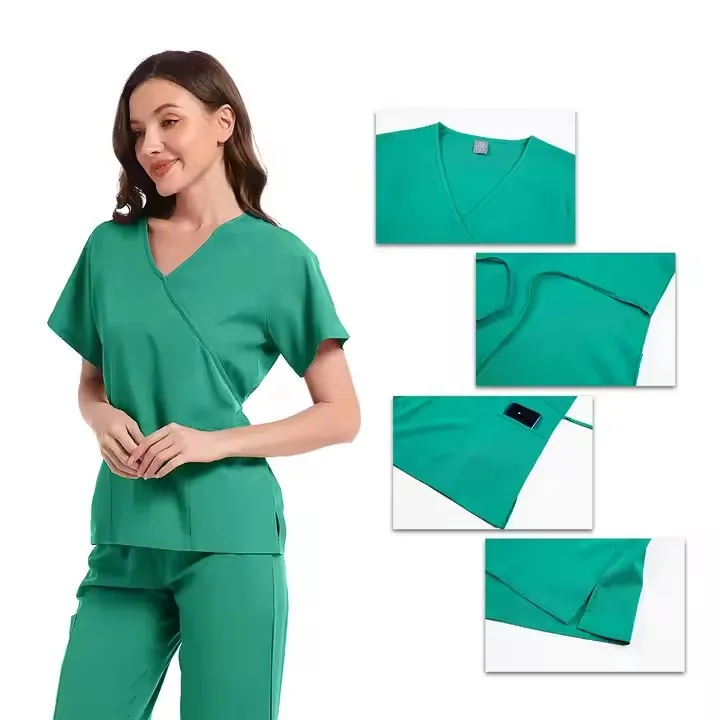 Hospital Nursing Scrubs Classic Uniforms Sets Medical Scrub Elastic ...
