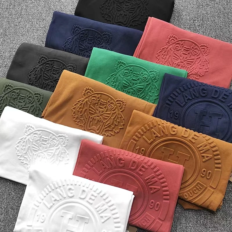 Mgc Garment High End Custom Logo Emboss T-shirt 100% Cotton 3d Embossed ...