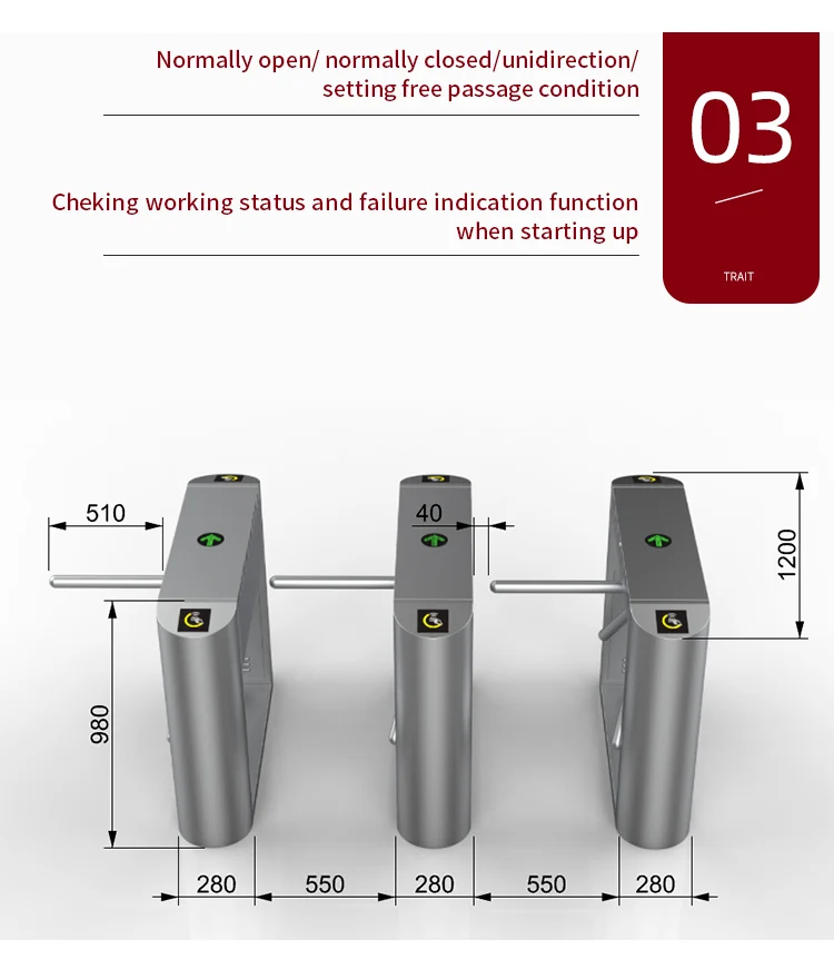 RFID Card & QR Code Reader Access Control Semi-Auto 304 Turnstile Gate ...