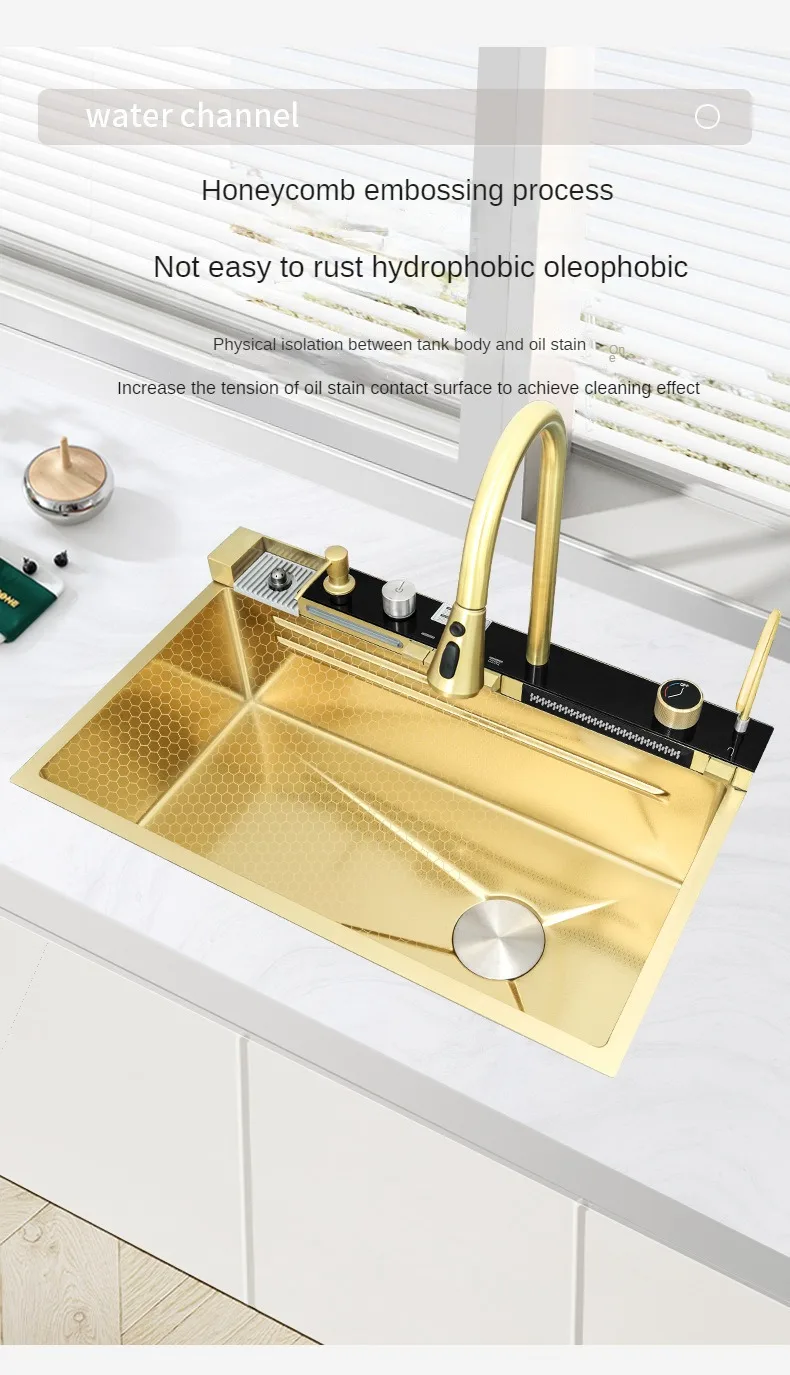 Luxury Gold Stainless Steel Kitchen Sink - Single Bowl