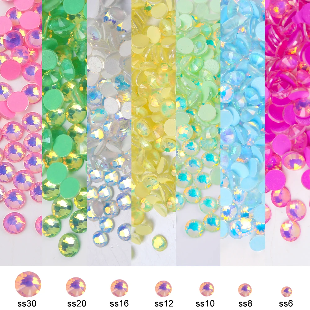 Neon Colors Flat Back Glass Rhinestones Non Hotfix Noctilucent ...