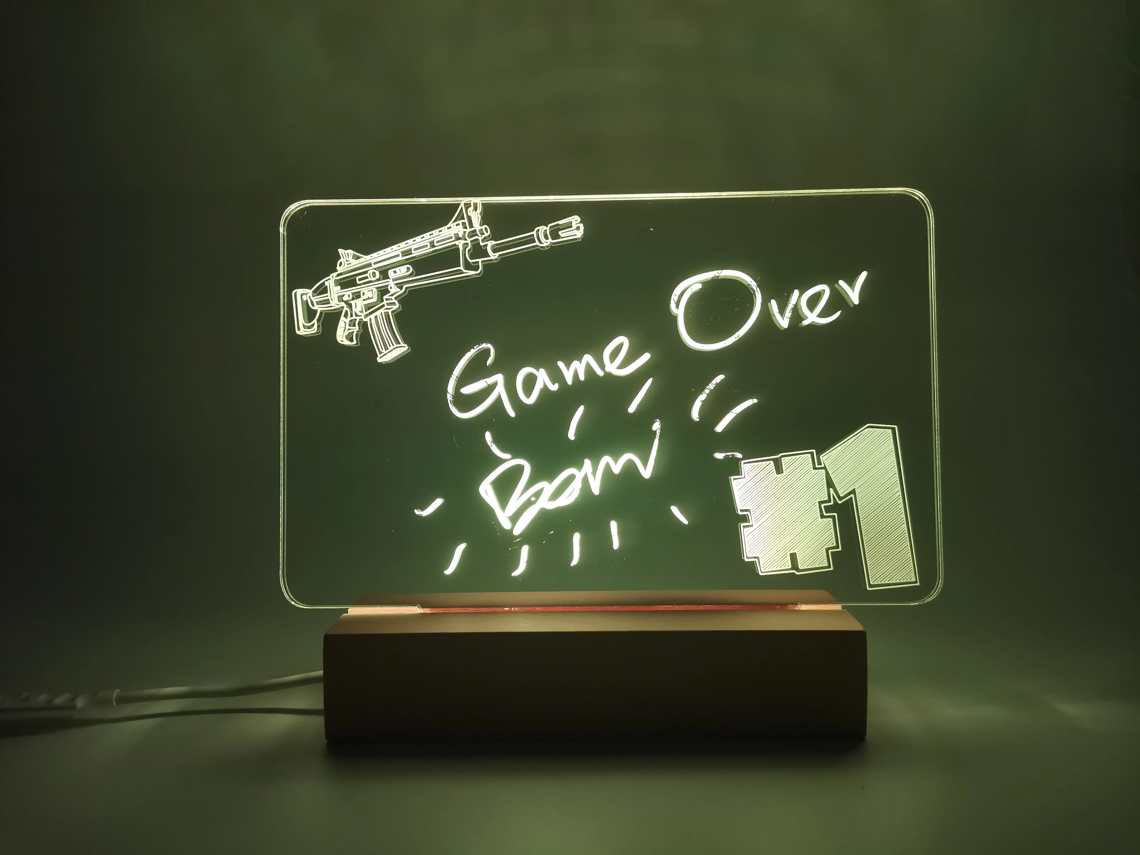 DIY 3D LED Night Lamp - Wood LED Light Base Rectangular