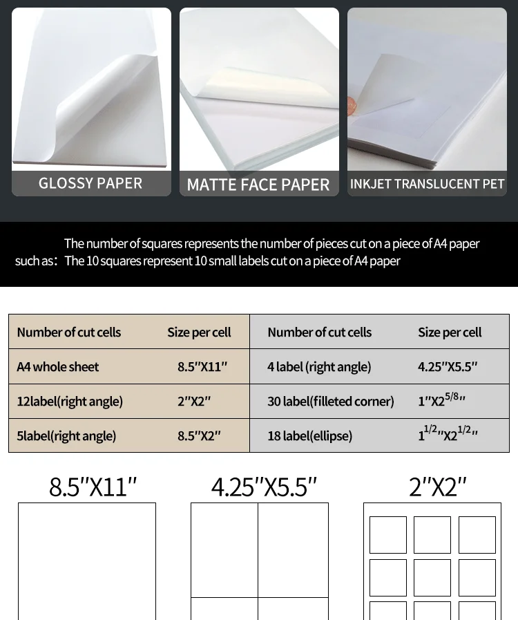 2024 A4 Waterproof Self-Adhesive Printable Vinyl Sticker Paper Custom ...