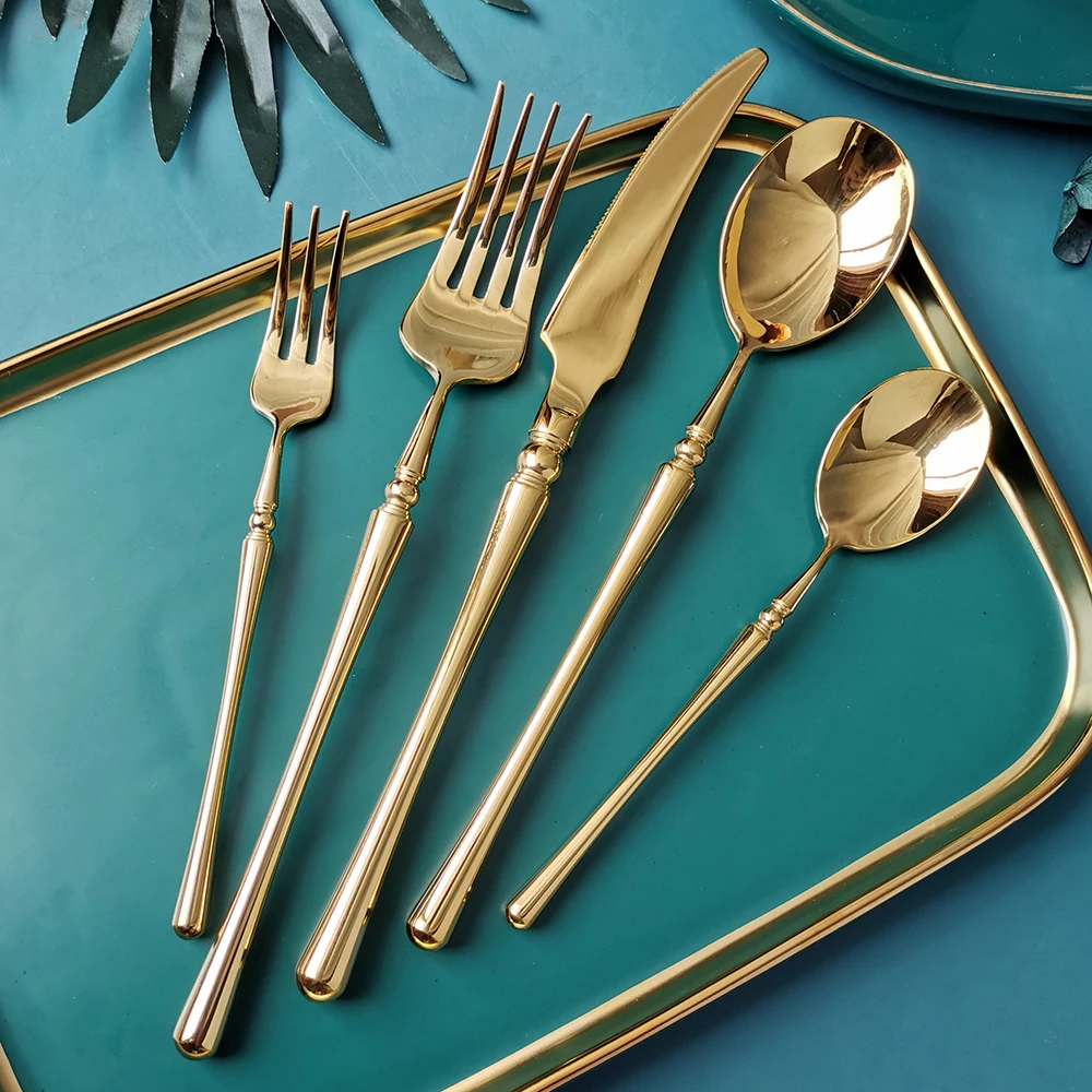 Luxurious Multi Color Custom Color Flatware Gold And Black Cutlery Set Stainless Steel 18 10