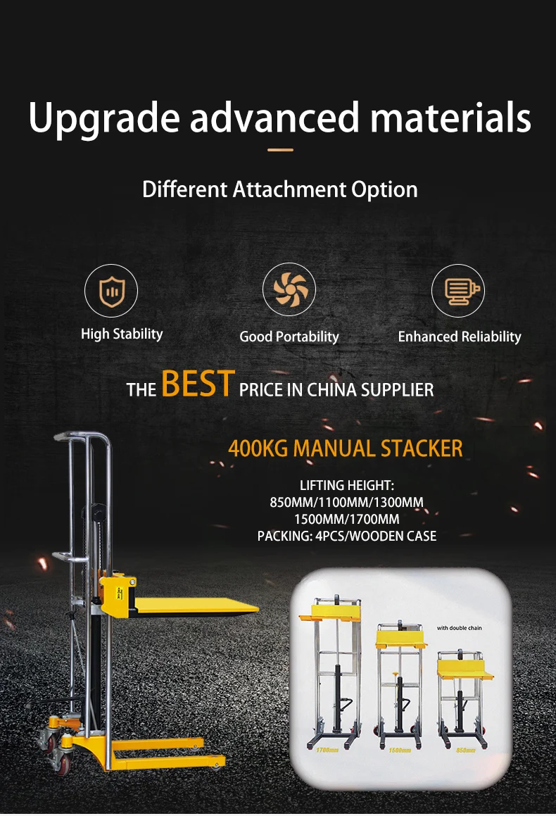 High Density 400Kg Manual Stacker Hydraulic Hand Lift Stacker Manual ...