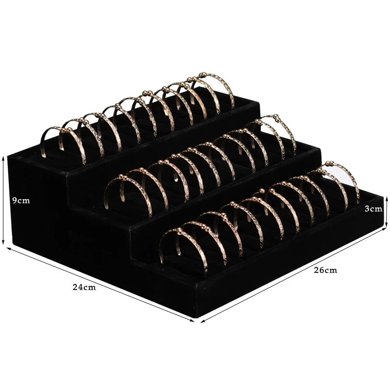 Jewelry Srore Counter Custom Inserted Black Grey Flannel Velvet Jewelry ...