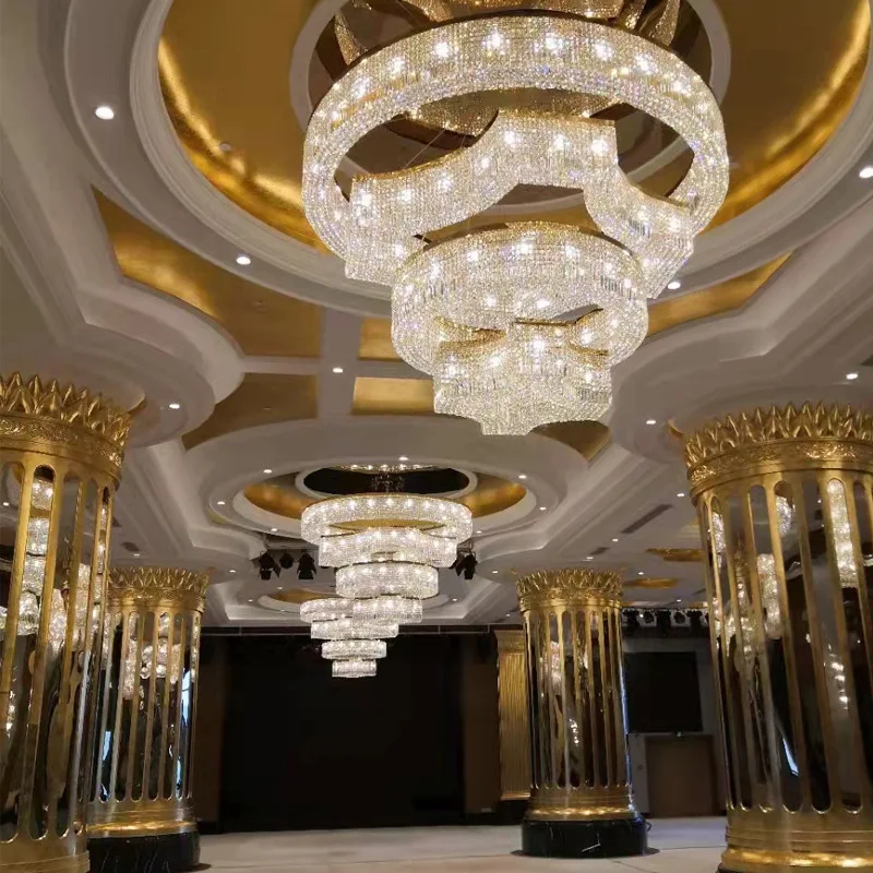 Hotel Lobby Crystal Chandelier Double Chandelier Exhibition Hall ...