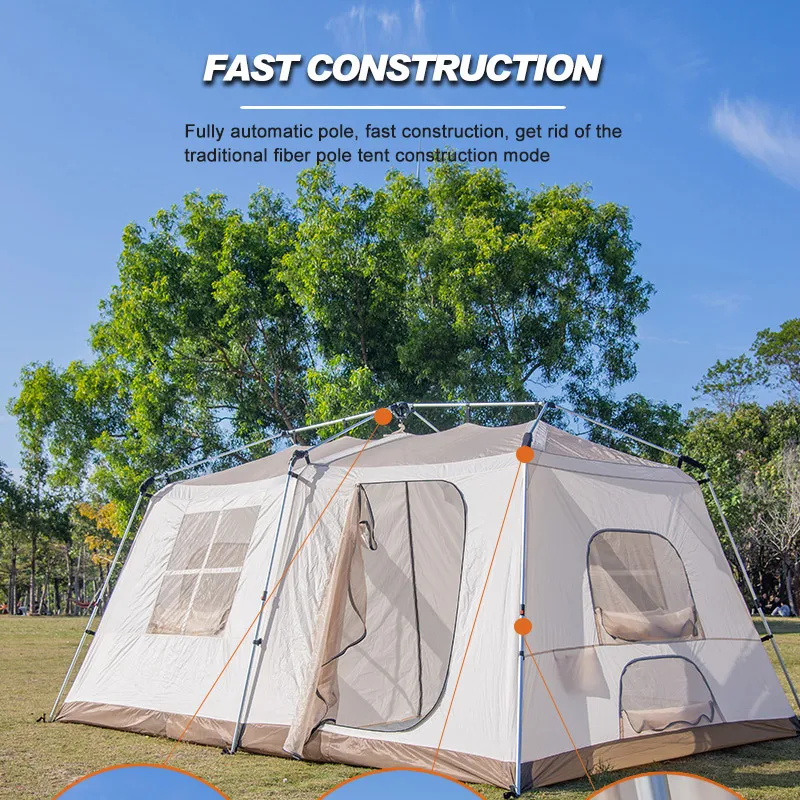 Double Layer Waterproof Portable Glamping Tent With 2 Doors And 2 Rooms ...