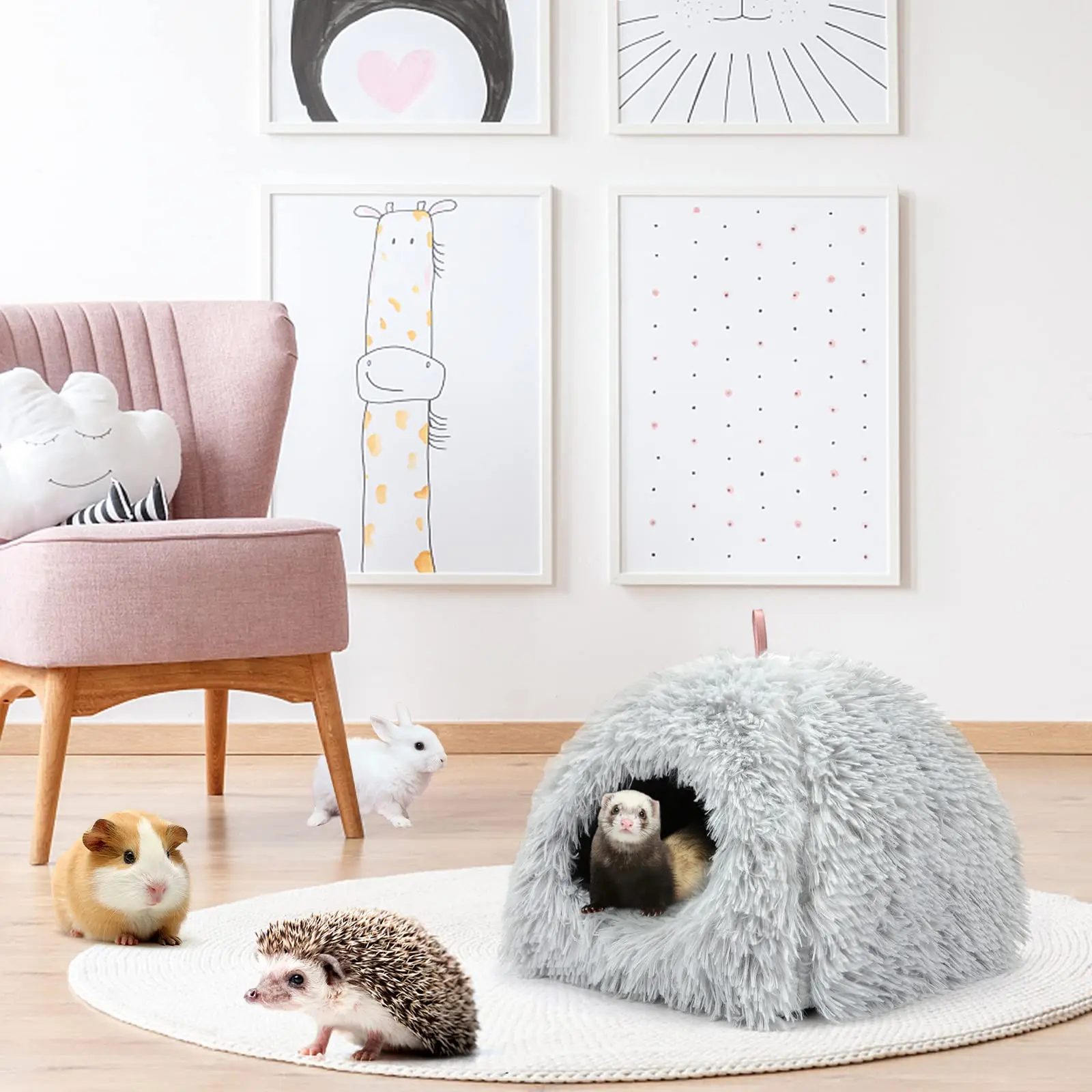 Custom Long-haired Hamster Nest Soft Warm Plush Nest Squirrel Hamster ...