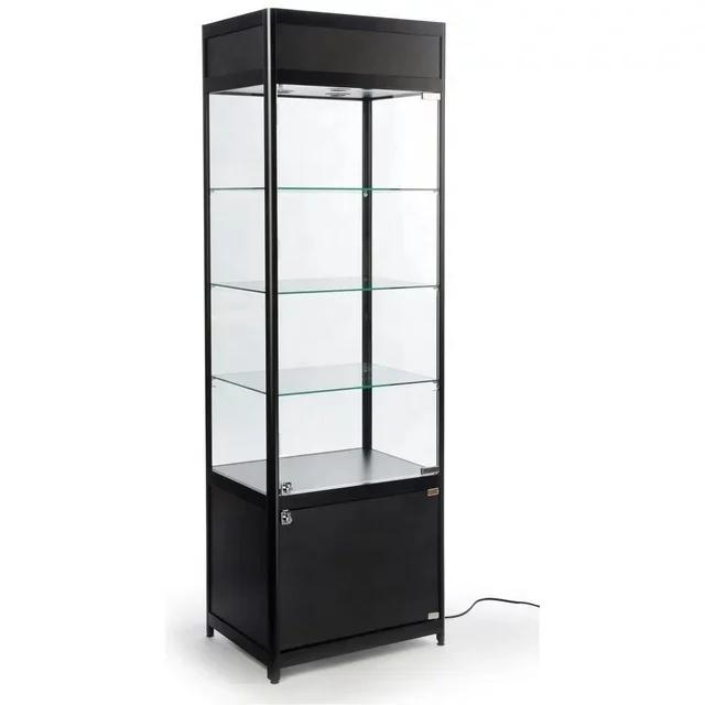 Floor Standing Tower Display Showcase Wooden Tall Display Cabinet 3 ...