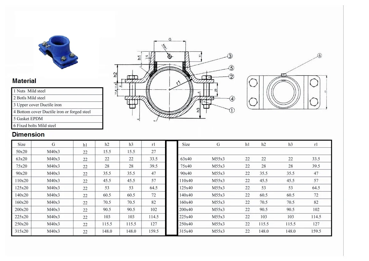 Ductile Iron Pipe Fittings - Reliable Tapping Saddle Clamps