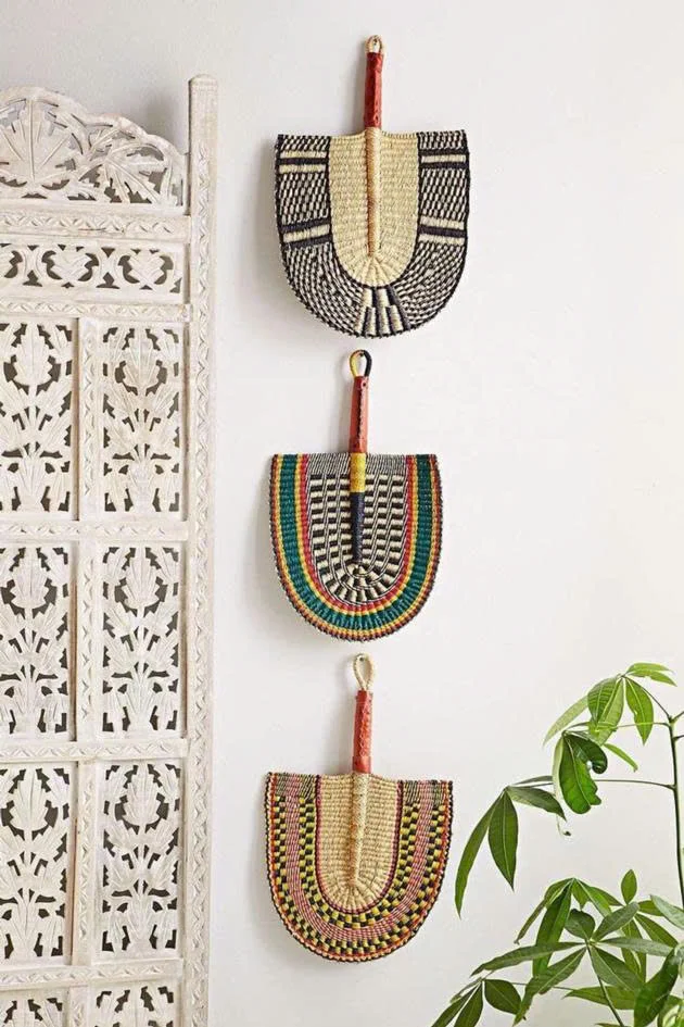 Home Decor Traditional Seagrass Craft 100% Handmade Natural Raffia Fan ...