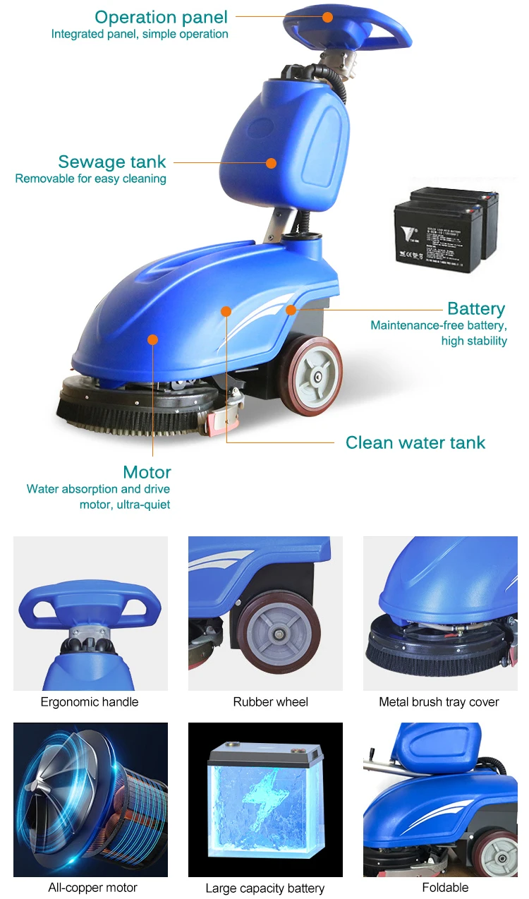 Dm-350 Battery Operated Auto Scrubber Walk Behind Floor Sweeper ...