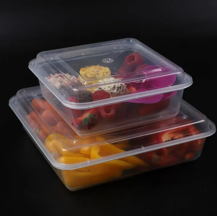52oz square Plastic PP Container with Lids Food Container BPA Free Take ...