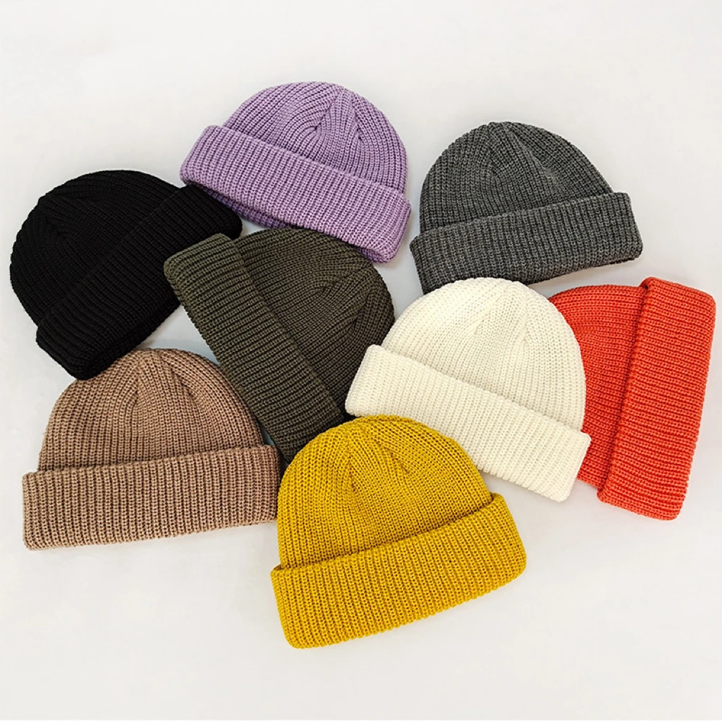 Unisex Custom Leather Patch Embroidery Logo Beanie Warm Hats Wool Knit ...
