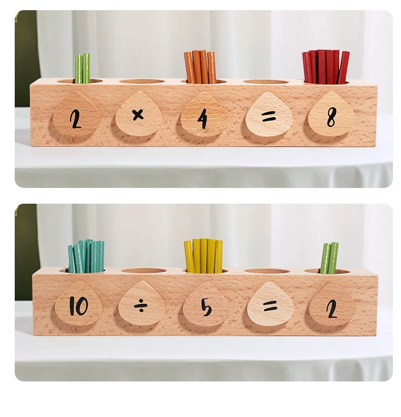 Children Wood Counting Bar Toy Montessori Educational Math Geometric ...