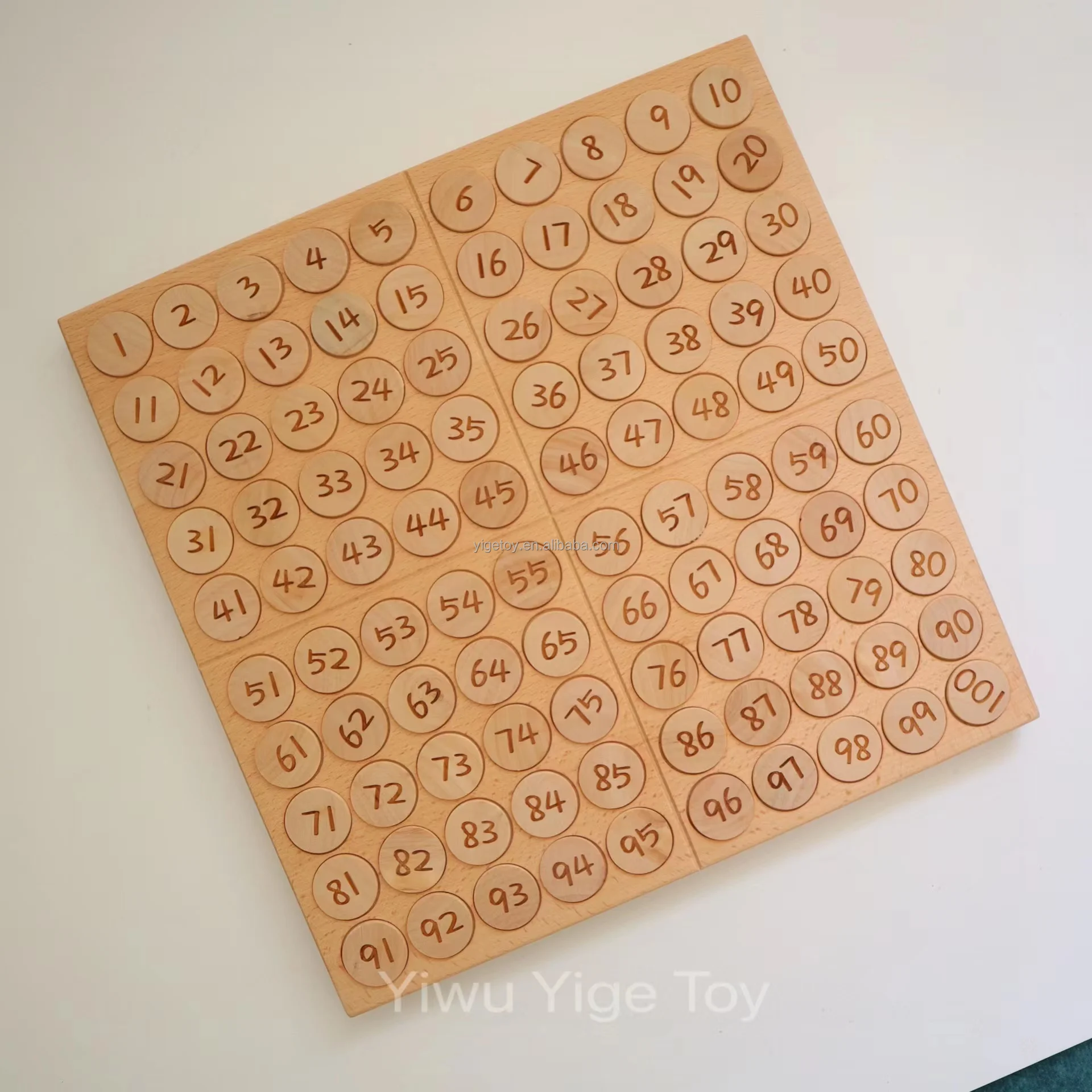 Wooden Hundred Board - Montessori Counting Tray 1-100