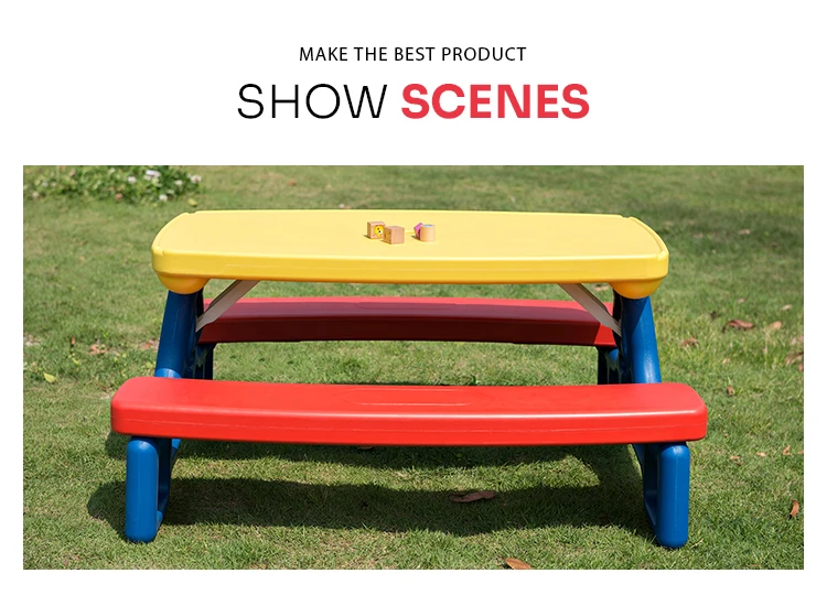 Portable Plastic Folding Children Picnic Table with Bench Set for Kids ...