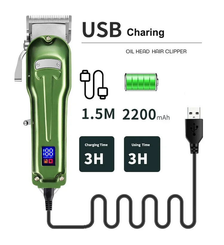 New Rechargeable Metal Electric Hair Clipper Set Professional Barber ...