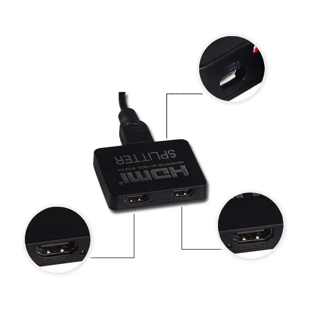 HDMI 1.4 Splitter - 4K Signal Amplifier with HDCP Stripper