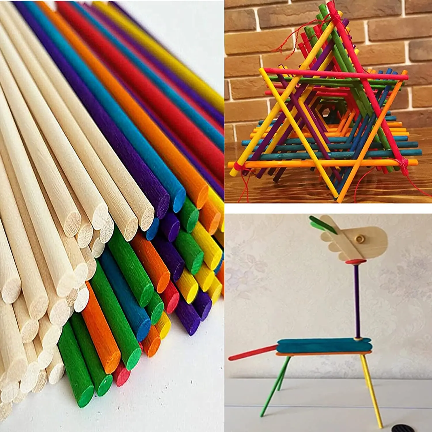 DMiotech 3/8 X 12 Inch Birch Dowel Rods Unfinished Craft DMiotech 10 ...