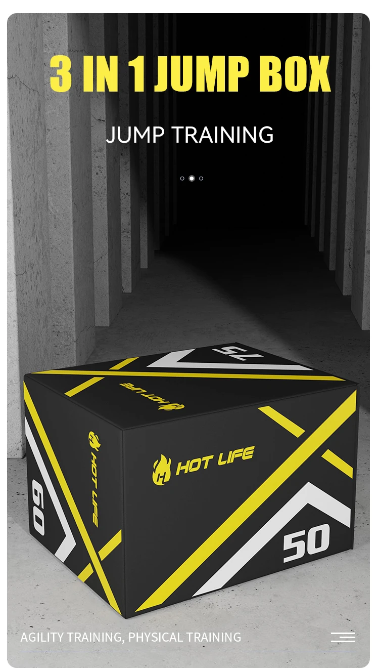 Training Plyometric Boxes PVC Gym Fitness Jump Box 3 in 1 Soft Foam ...