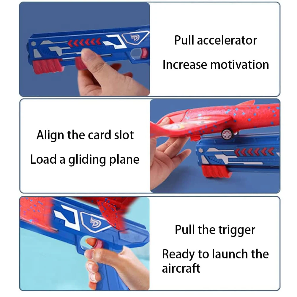 Catapult Plane Toy Throwing Foam Plane With Launcher Toys One-Click ...