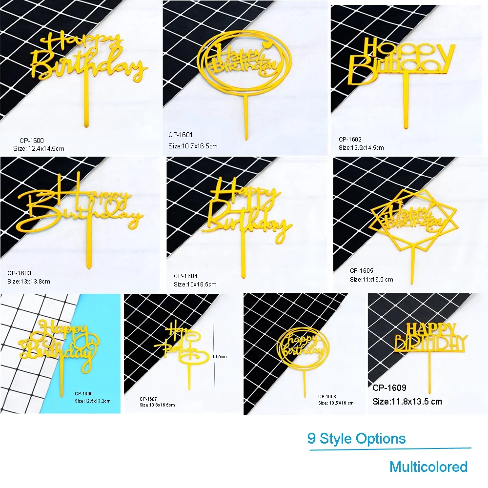 Happy Birthday Cake Toppers - Stylish Acrylic Decor