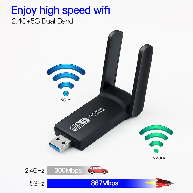 Hot Sale 1200m Dual Band Usb Wifi Adapter High Speed 5.8g Wireless Lan ...