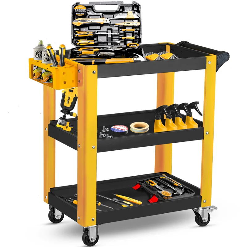 Auto Repair Mechanic Steel Tool Cart Workshop Cart Three-Layer Rolling ...