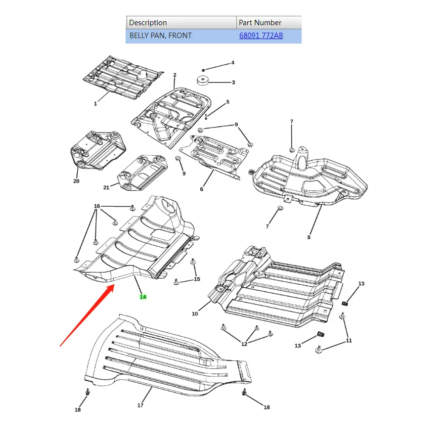Original Mopar Front Engine Under Cover Splash Shield For Jeep Grand ...