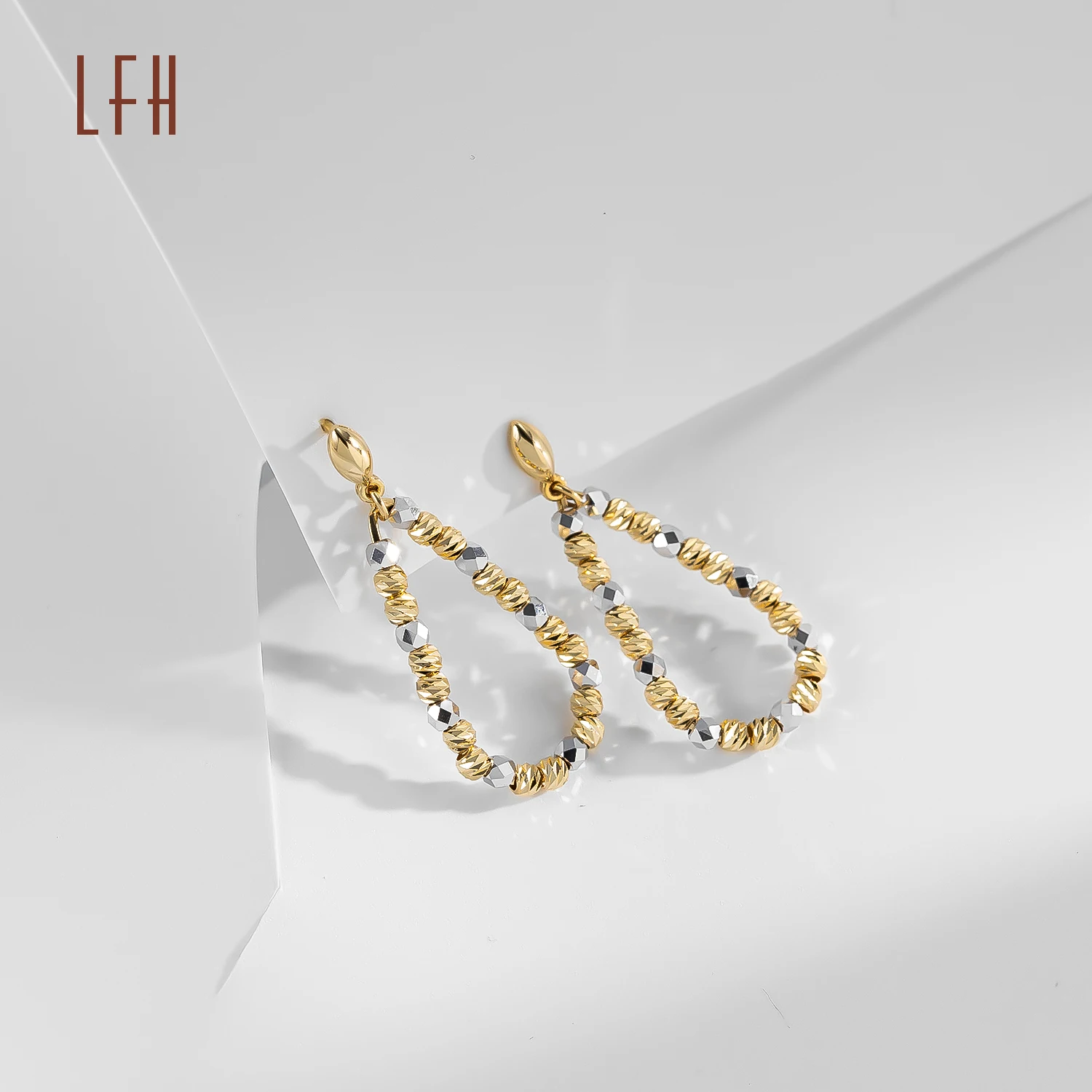 Wholesale 18k Real Gold Beaded Small Hoop Huggie Earrings 18k Gold Bean ...