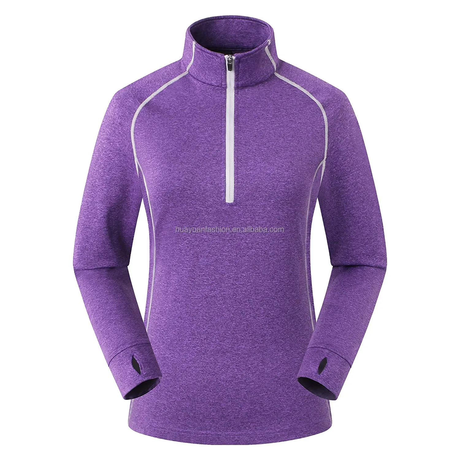 Custom Women's Lightweight Warm Up Polyester Microfleece Half Zip Slim ...
