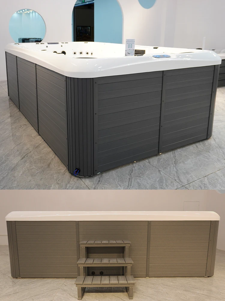 Luxury Modern Square Shaped Whirlpool Acrylic Massage Spa Bathtub Hot Tub & Ice Bath Outdoor ...