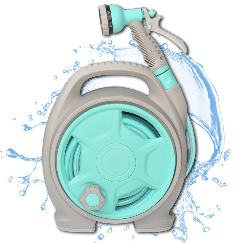 Car Garden Hose Reel Cart Set With Water Spray Gun Portable Mini ...