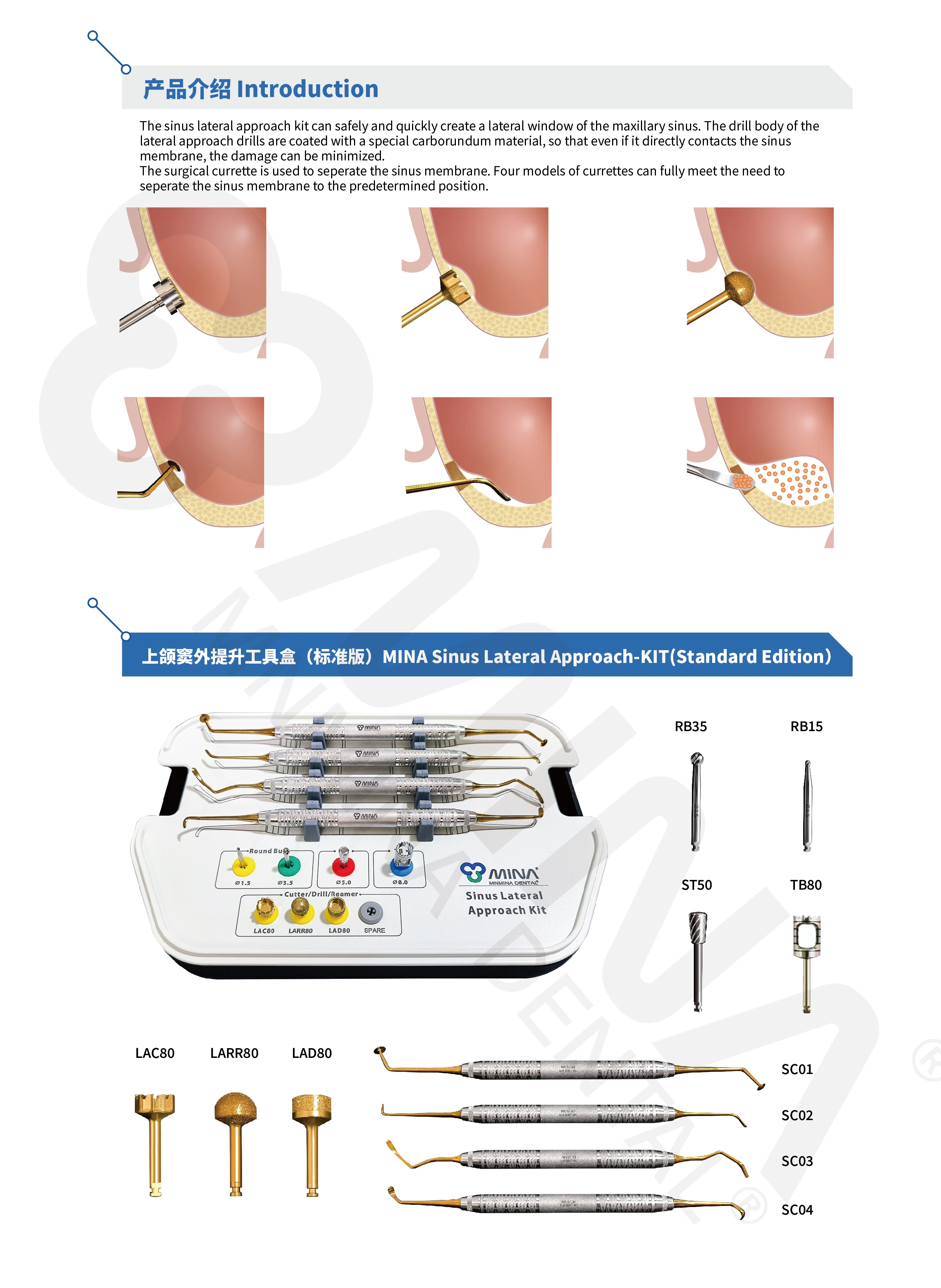 Mina High Quality Dental Implant Kit Sinus Lateral Approach Standard ...