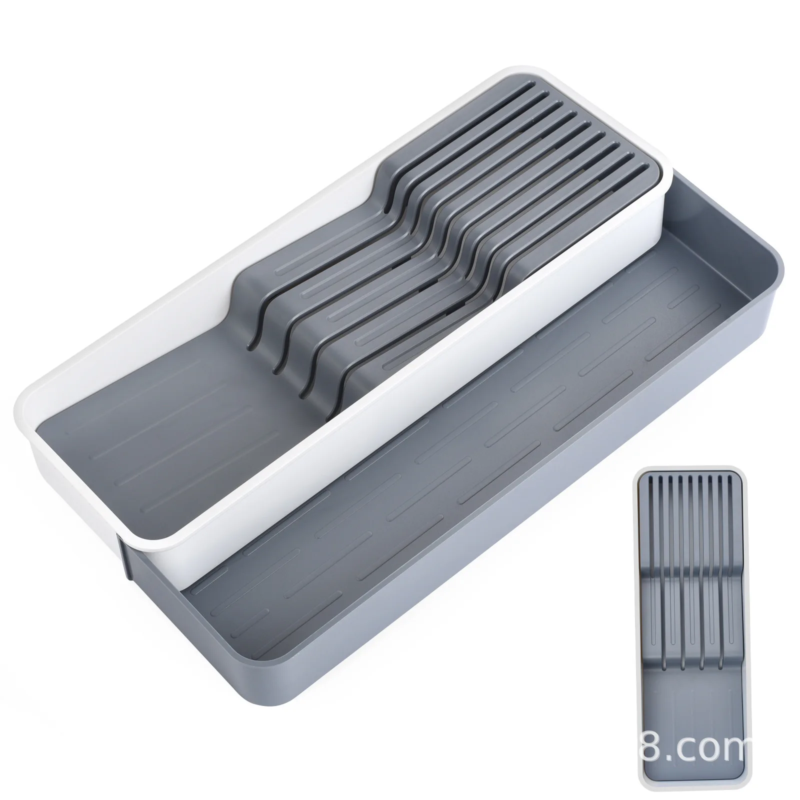 White+ Gray Color Expandable Knife Drawer Organizer Knife Block Cabinet ...