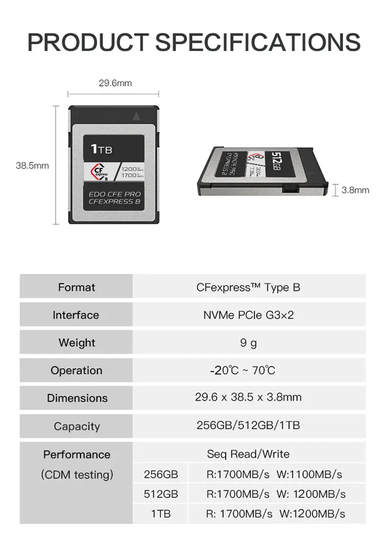 Factory CF Express Type B Storage Card 256GB 2TB Video Cameras 8k ...