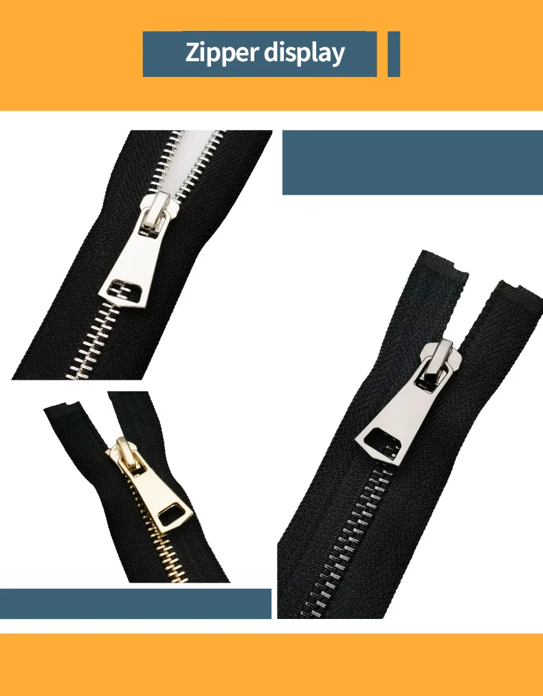 Custom Design Wholesale Black Color Metal Zipper Two Way Open Close-end ...