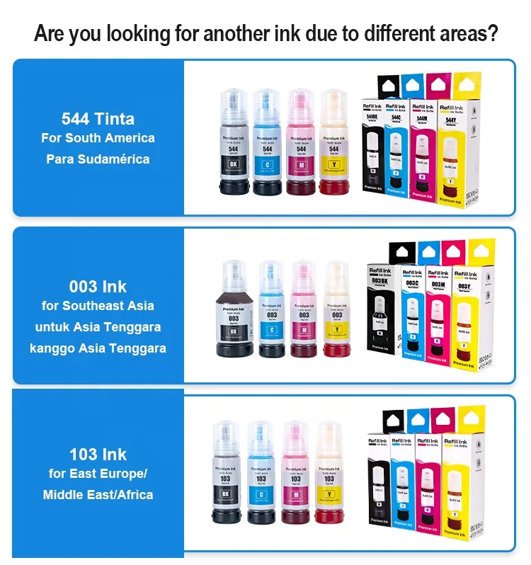 Ink-tank 544 T544 Premium Compatible Bottle Water Based Refill Tinta ...