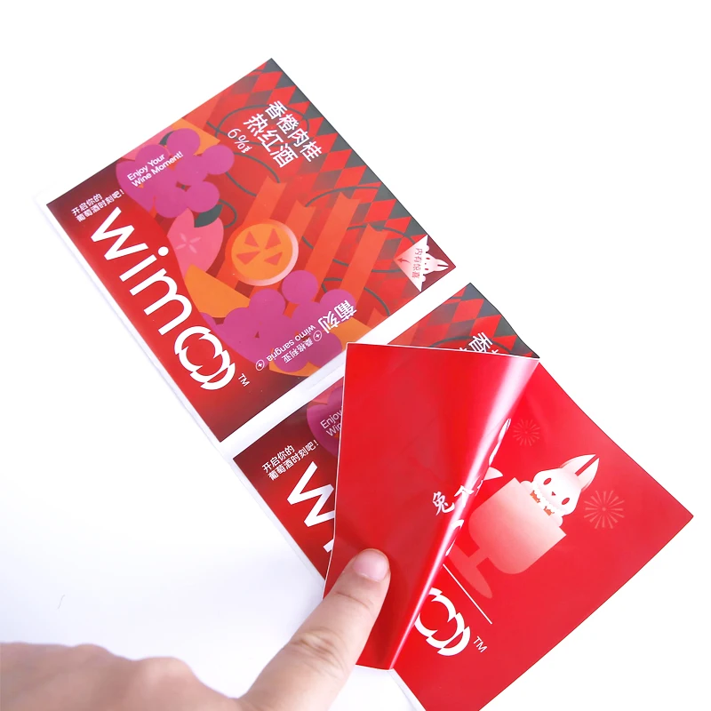 Double Layer Waterproof Red Glossy Labels Adhesive Paper & Film Wine ...