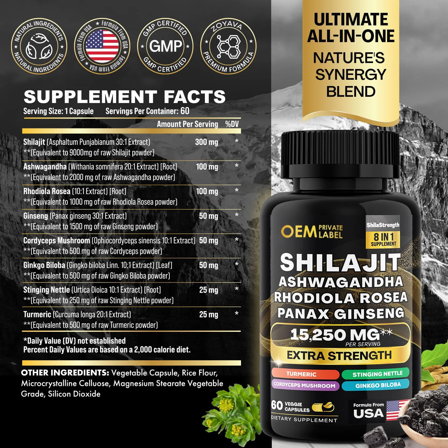 Oem Sea Moss Shilajit Black Seed Oil Ashwagandha Turmeric Bladderwrack ...
