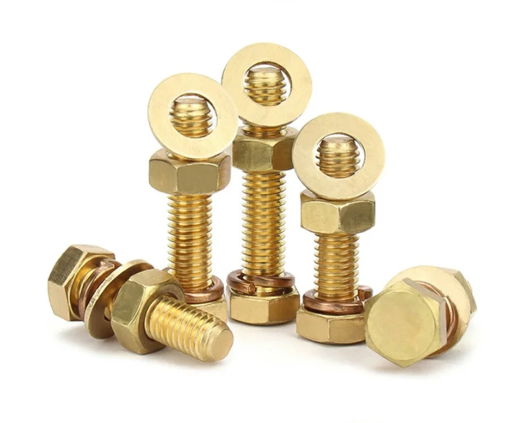 Din933 Copper Screw Copper Hexagon Bolt Brass Outer Hexagon Screw ...