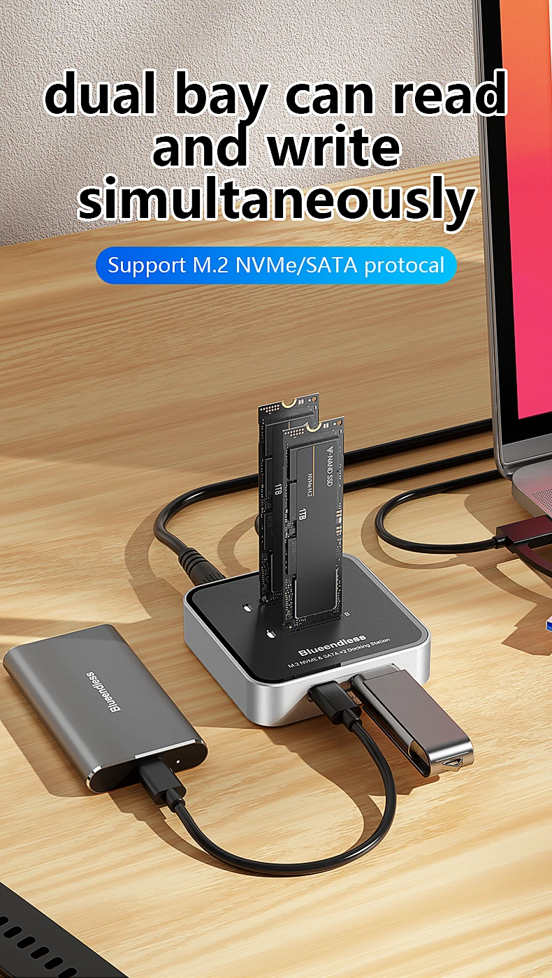 M.2 Nvme SATA to USB C Docking Station - 10gbps SSD Enclosure
