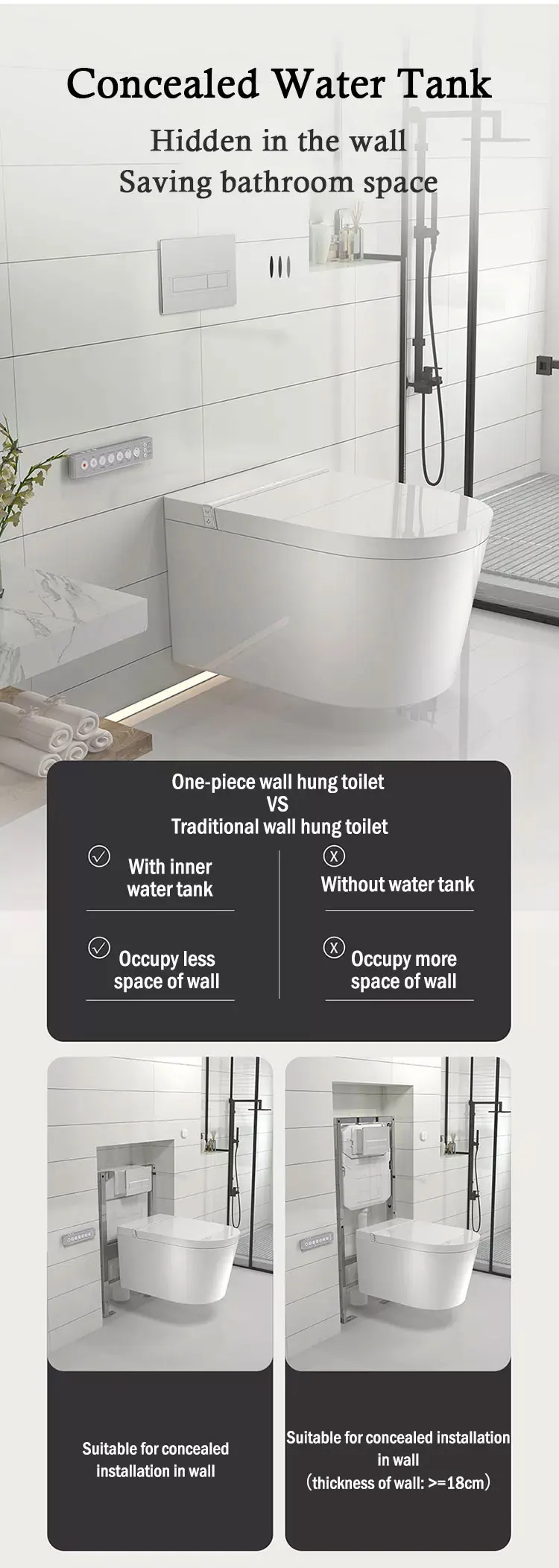 High Quality Concealed Cistern Back To Wall Wc Toilet Set Bathroom ...