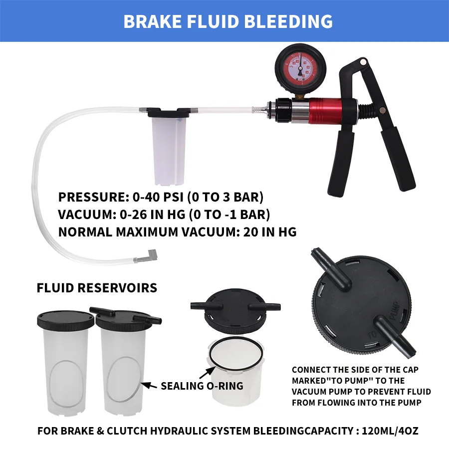 Car Repair Tools Brake Bleeder Kit Hand Held Vacuum Pump Tester Kit ...