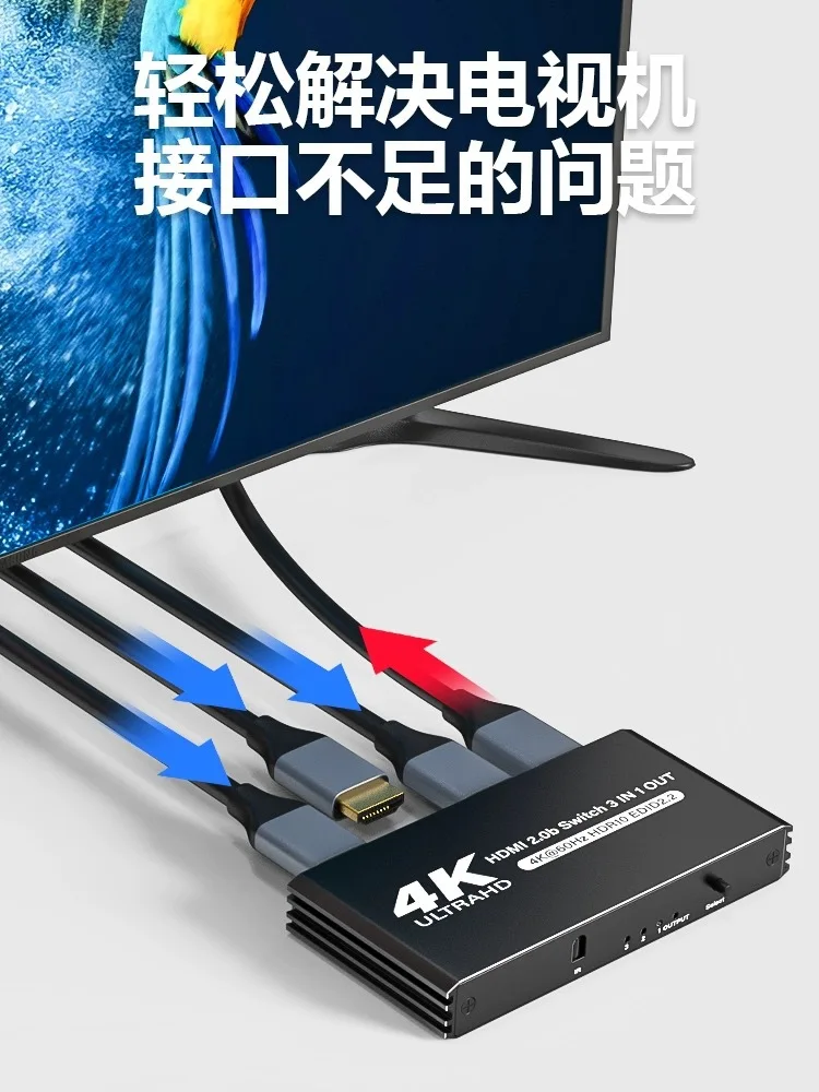 3 Port Hdmi Switch 4k60hz Rgb/yuv Hdr Hdmi2.0 Switcher 3x1 Edid2.2 No Need Power Plug And Play ...